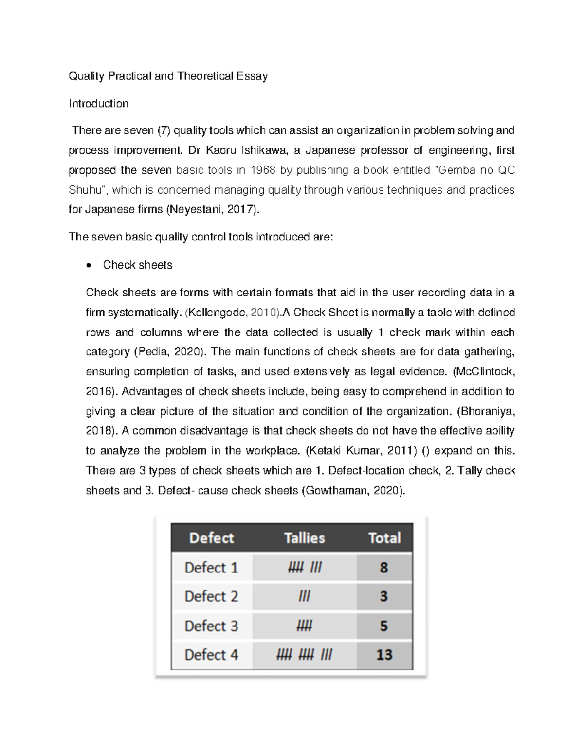 Quality Practical and Theoretical Essay - Quality Practical and ...