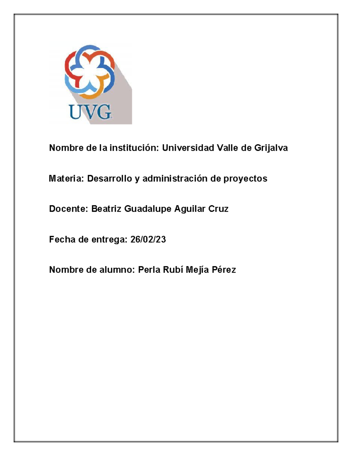 Rubi Mejia - Es un trabajo que puede servir para algún proyecto ...