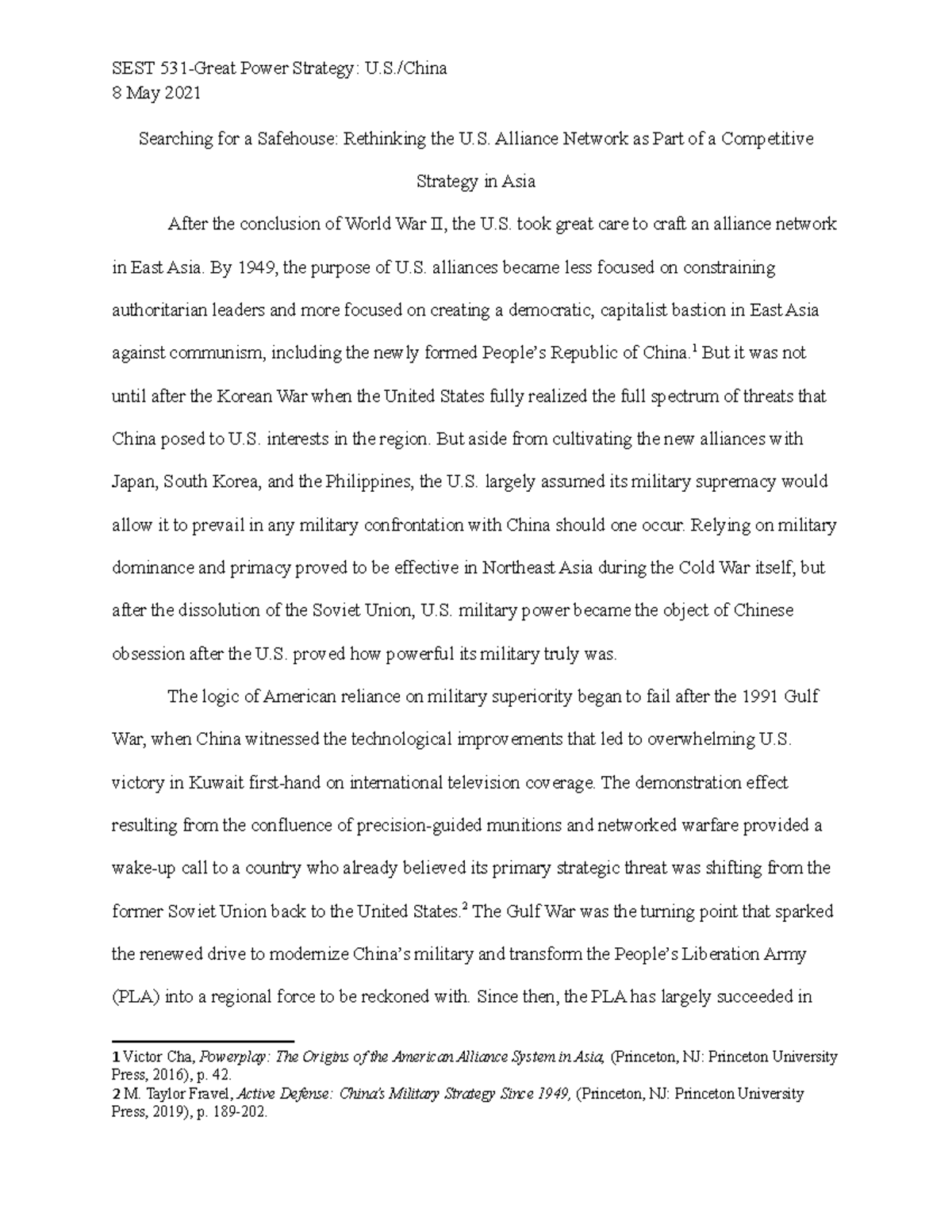 SEST 531 Great Power Strategy Final Paper - SEST 531-Great Power ...