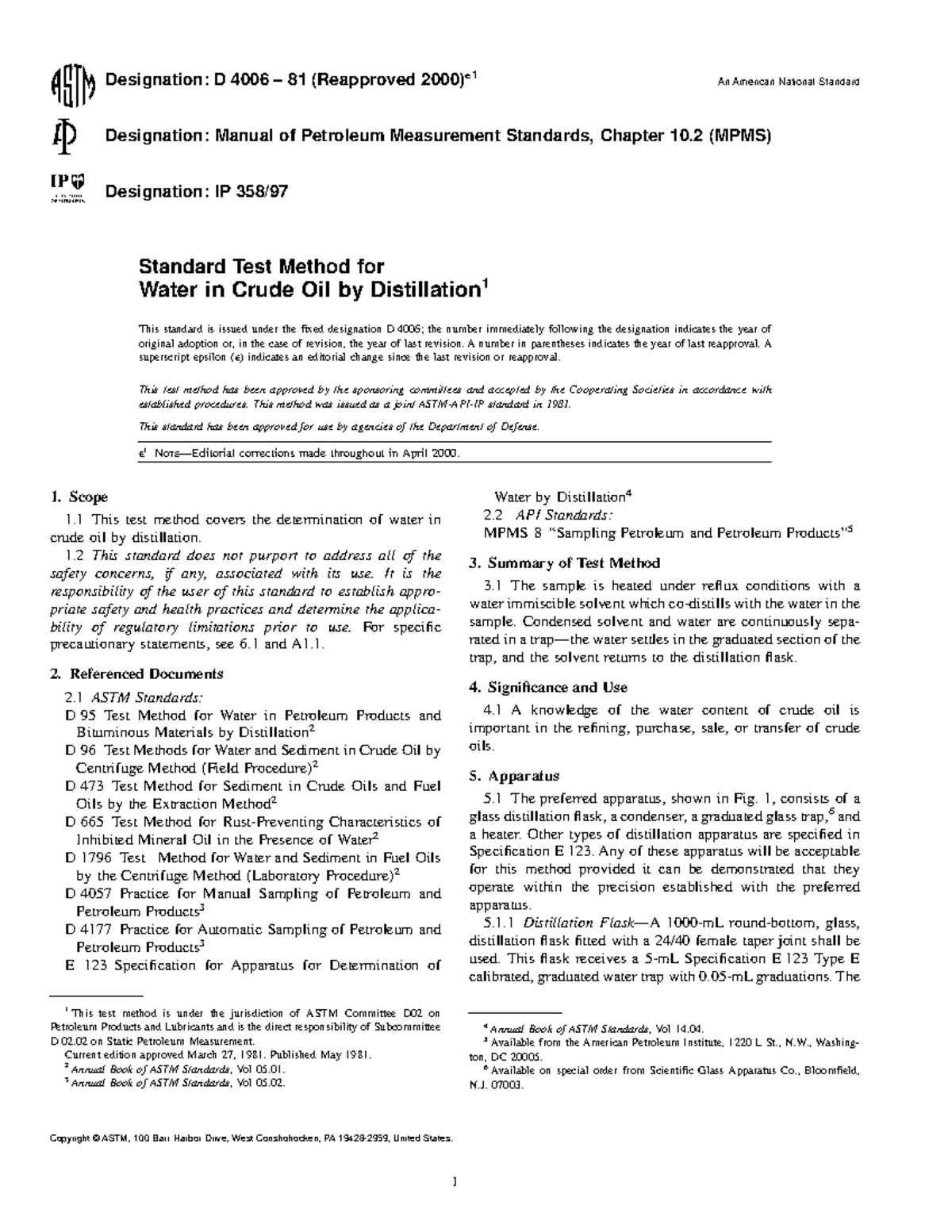 D4006 - kksd asdasdklas - Designation: D 4006 – 81 (Reapproved 2000) e ...