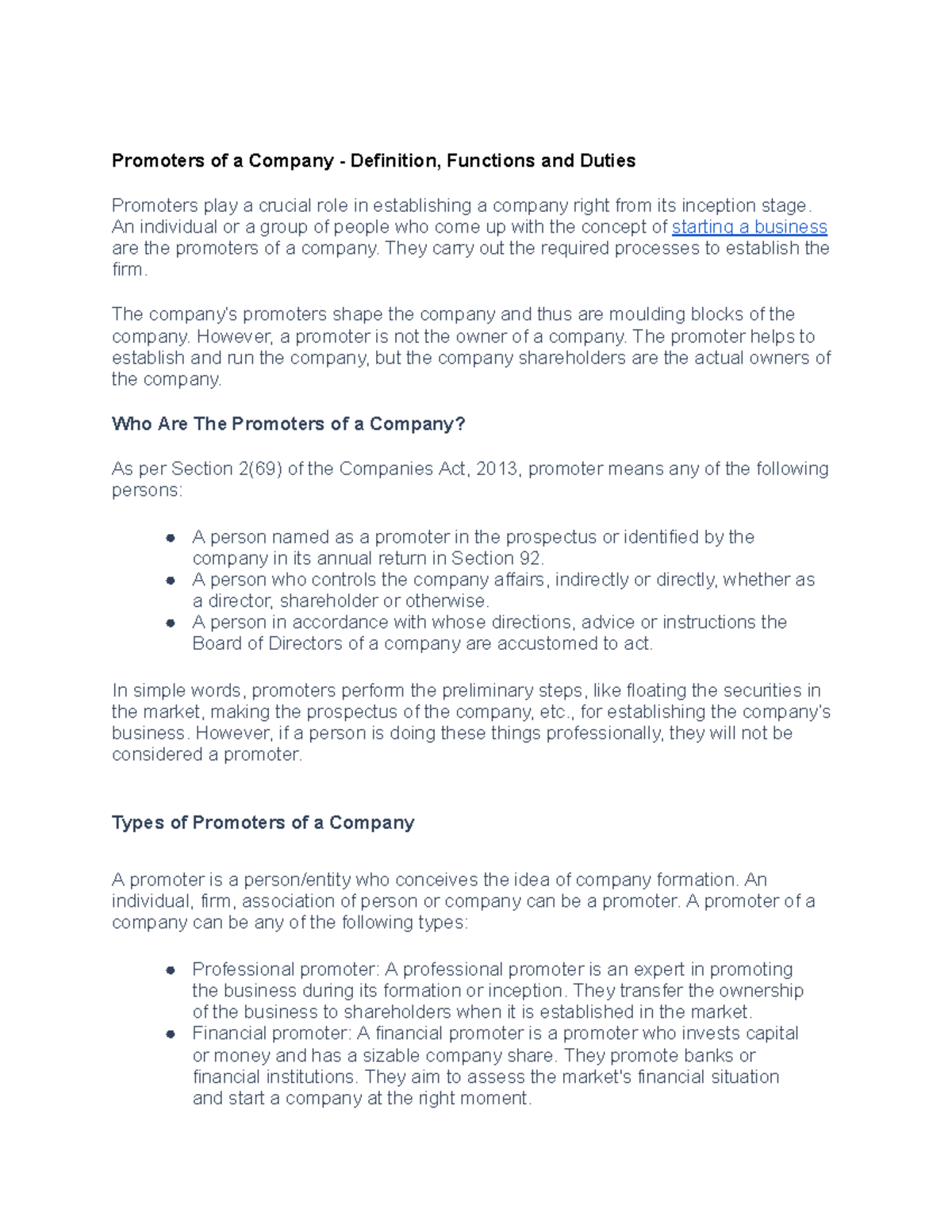 Promoters of a Company - Definition, Functions and Duties - An ...