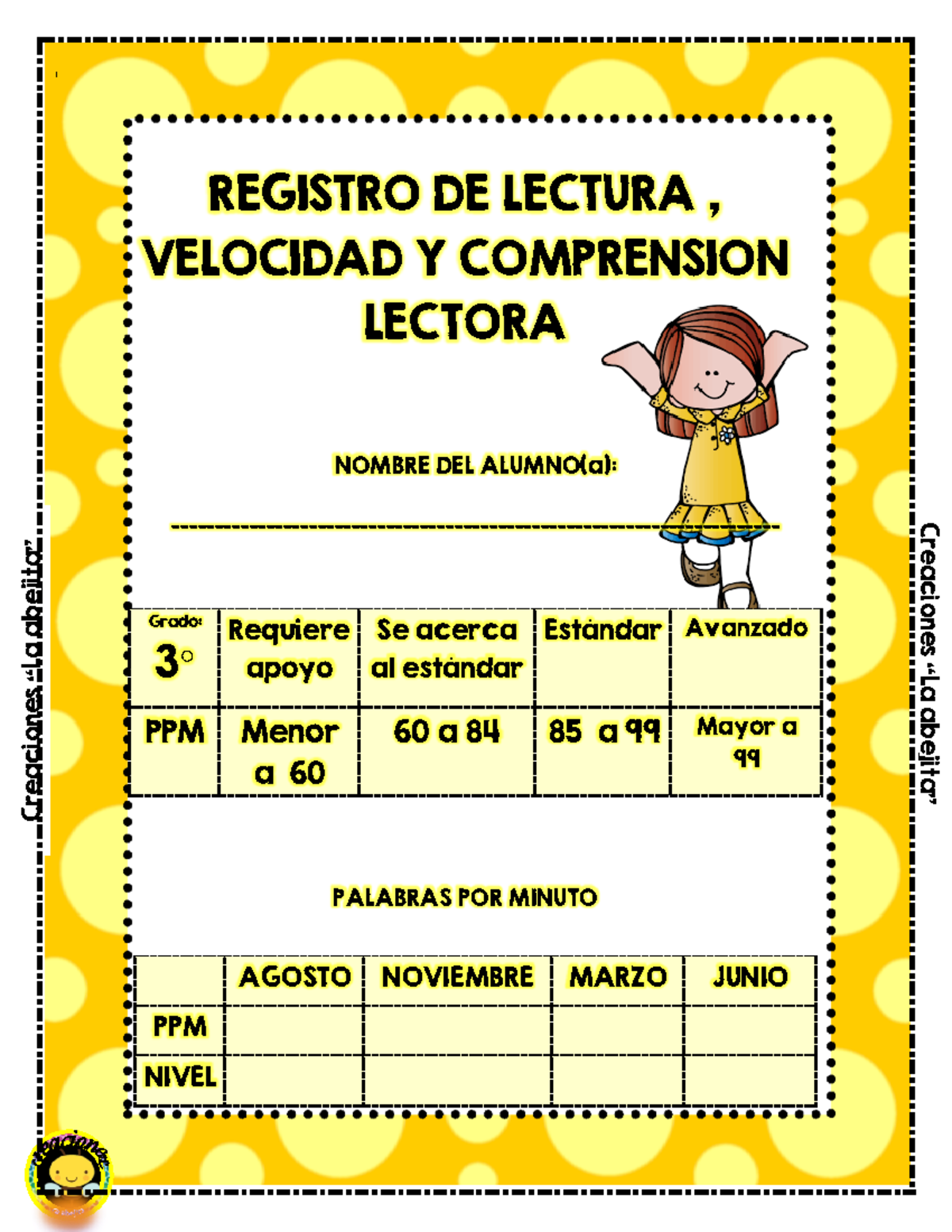 3o Registro DE Lectura Y Velocidad Y Comprension Lectora - REGISTRO DE ...