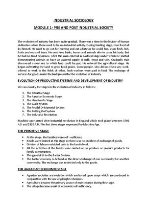 1. Introduction to Industrial Sociology - INDUSTRIAL SOCIOLOGY MODULE 1 ...