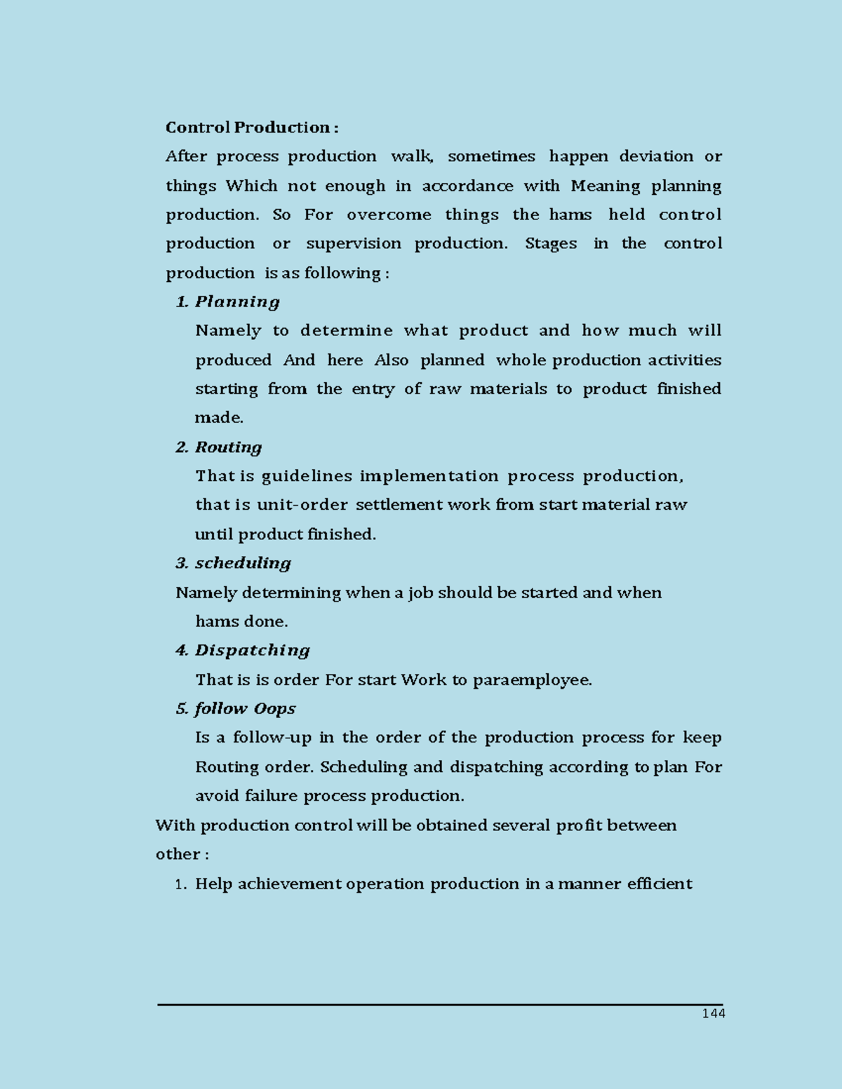 Business management theory-76 - 144 Control Production : After process ...