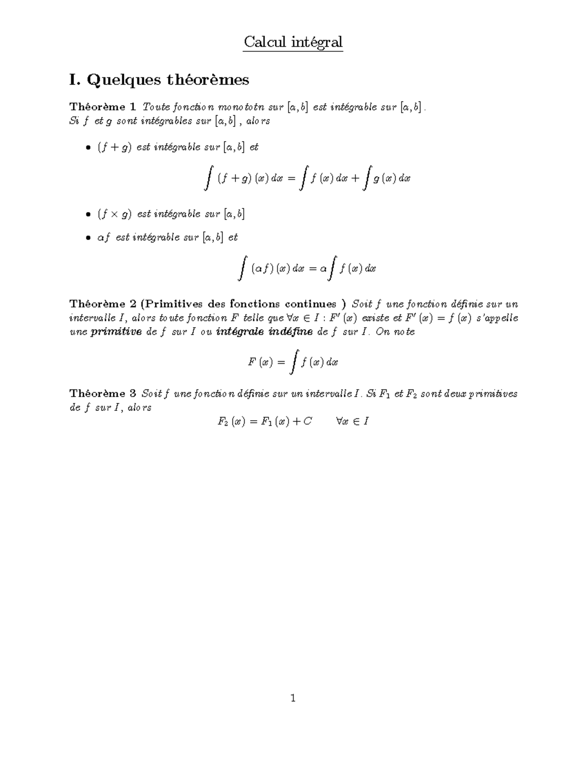 5 Calcul intégral final - Calcul intÈgral I. Quelques thÈorËmes ...