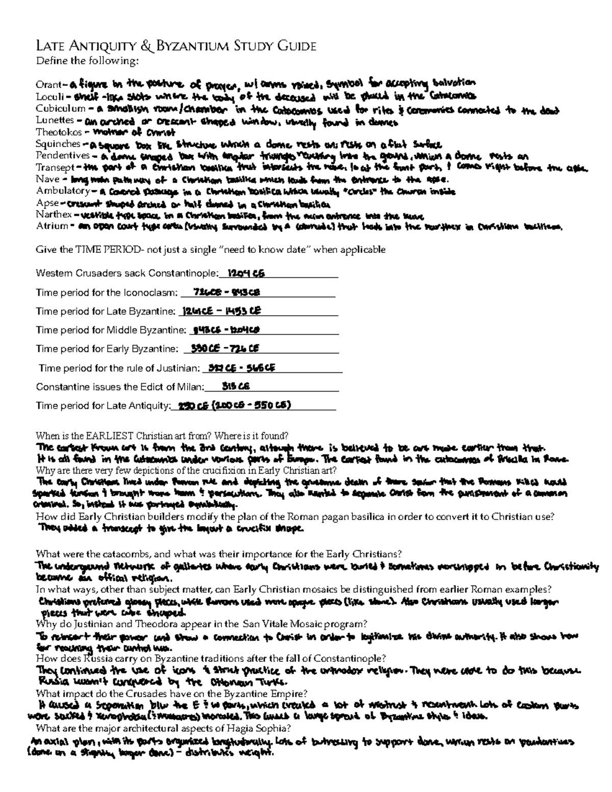 Late Antiquity & Byzantium Study Guide - Late Antiquity & Byzantium ...
