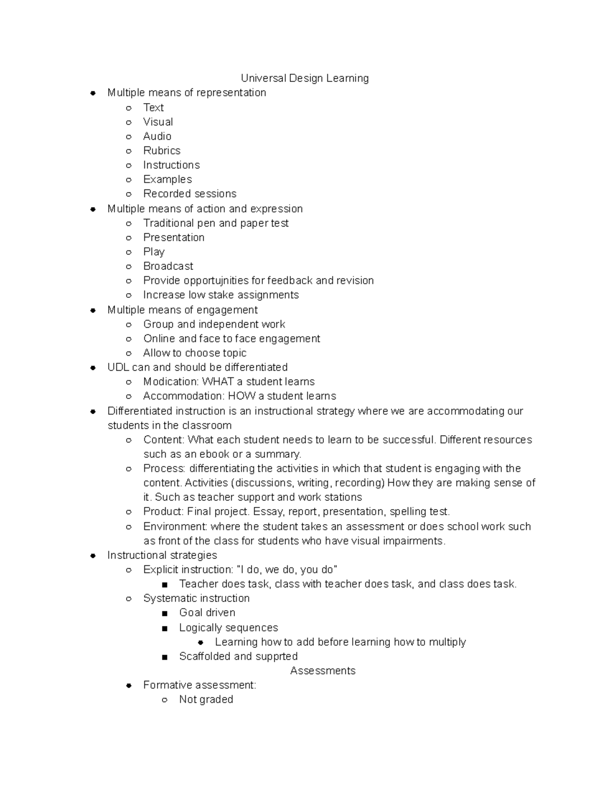 Unit 4 D096 - Lecture notes Cohort notes - Universal Design Learning ...