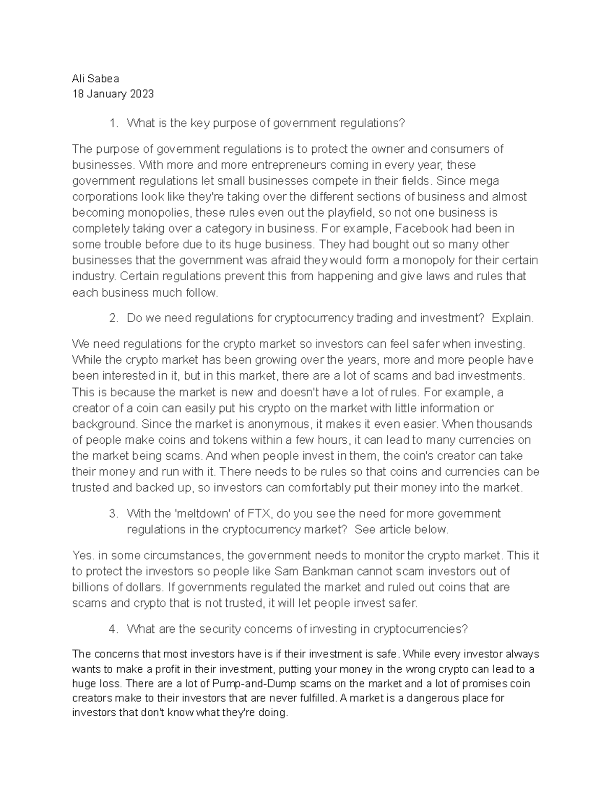 Untitled document - WWBD - Ali Sabea 18 January 2023 1. What is the key ...