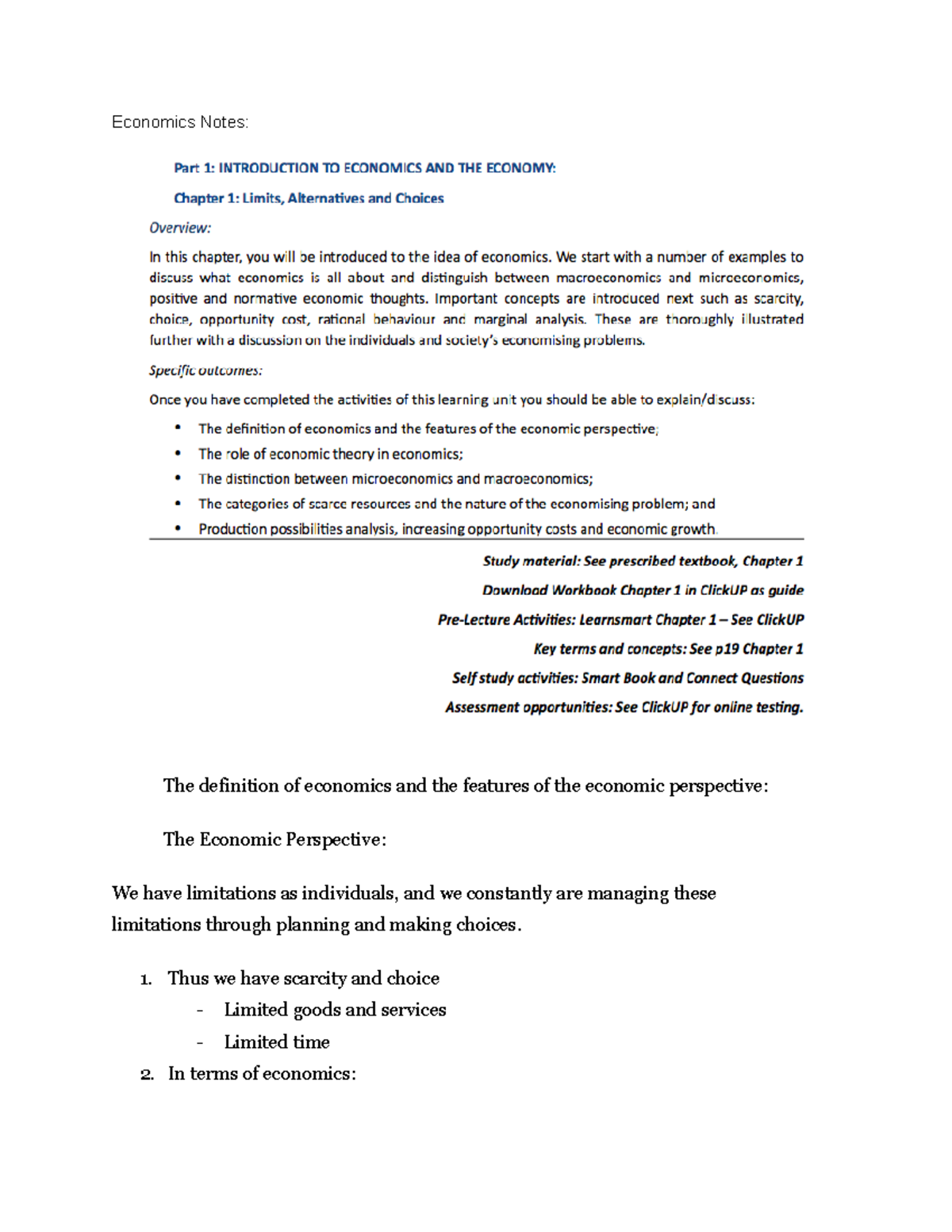 Economics Notes Units 1-10 - Economics Notes: The definition of ...