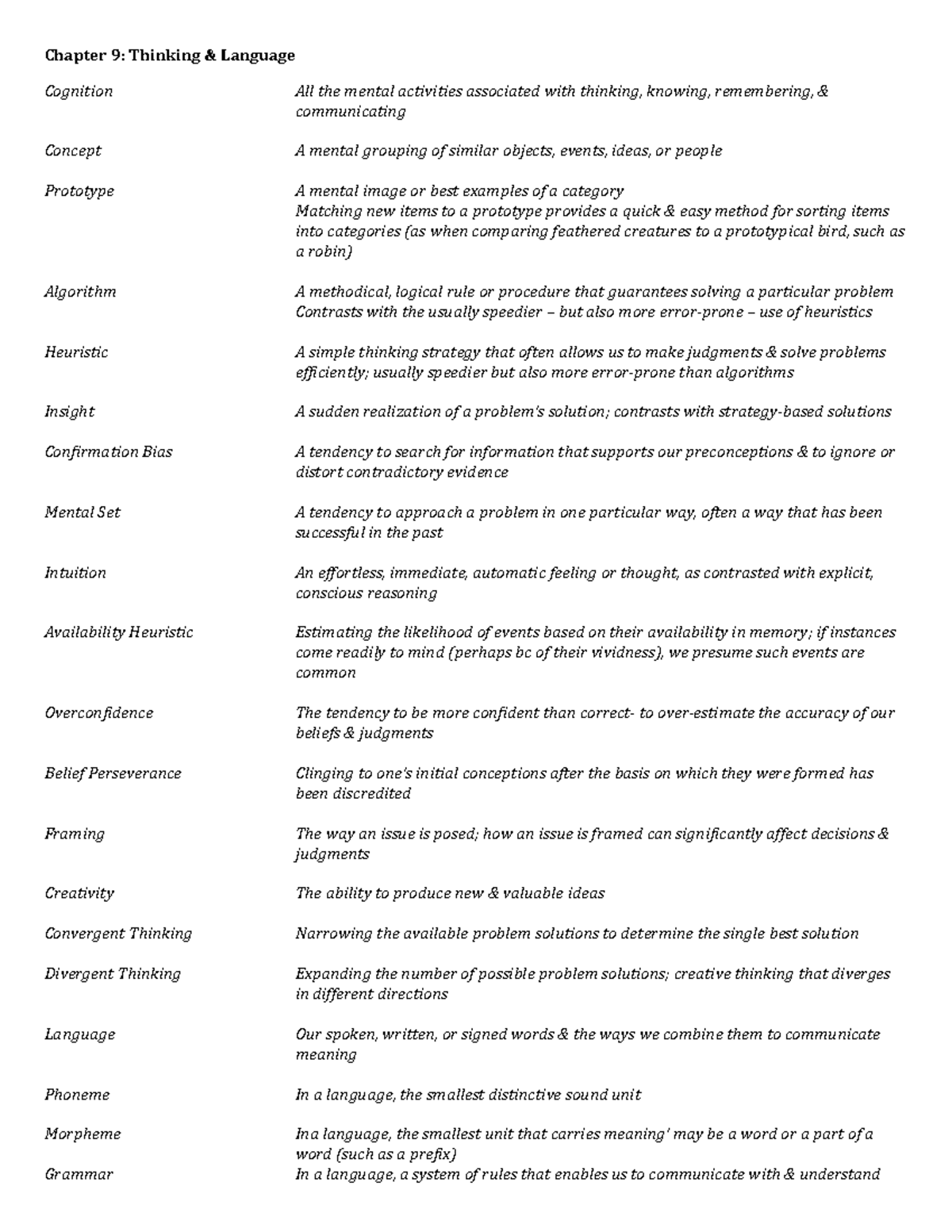 Chapter 9-Thinking & Language - Chapter 9: Thinking Language Cognition ...