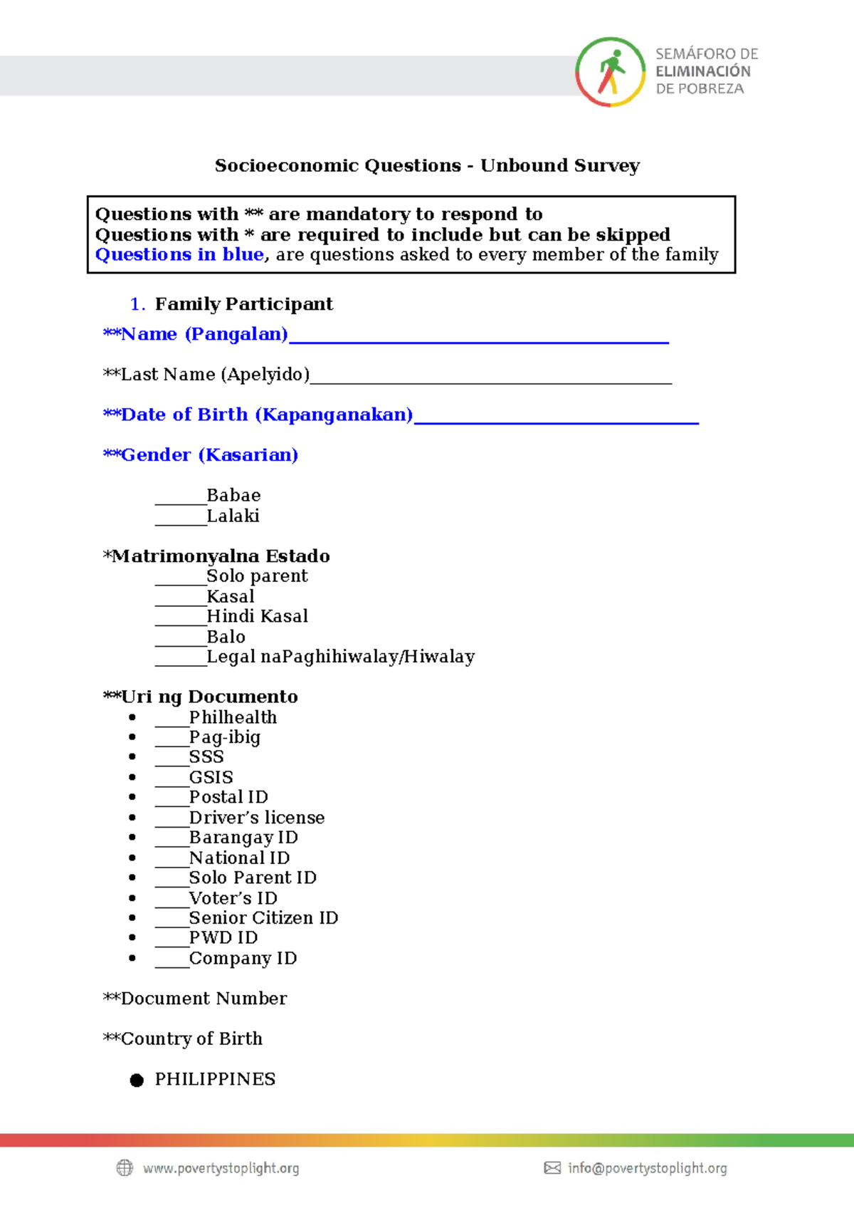 2022-PS-Socioeconomic-questions Legazpi Filipino Final - Socioeconomic ...