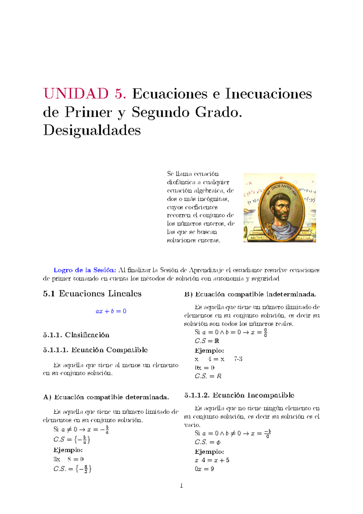S013 - Teoría y práctica Ecuaciones E Inecuaciones Lineales - UNIDAD 5 ...