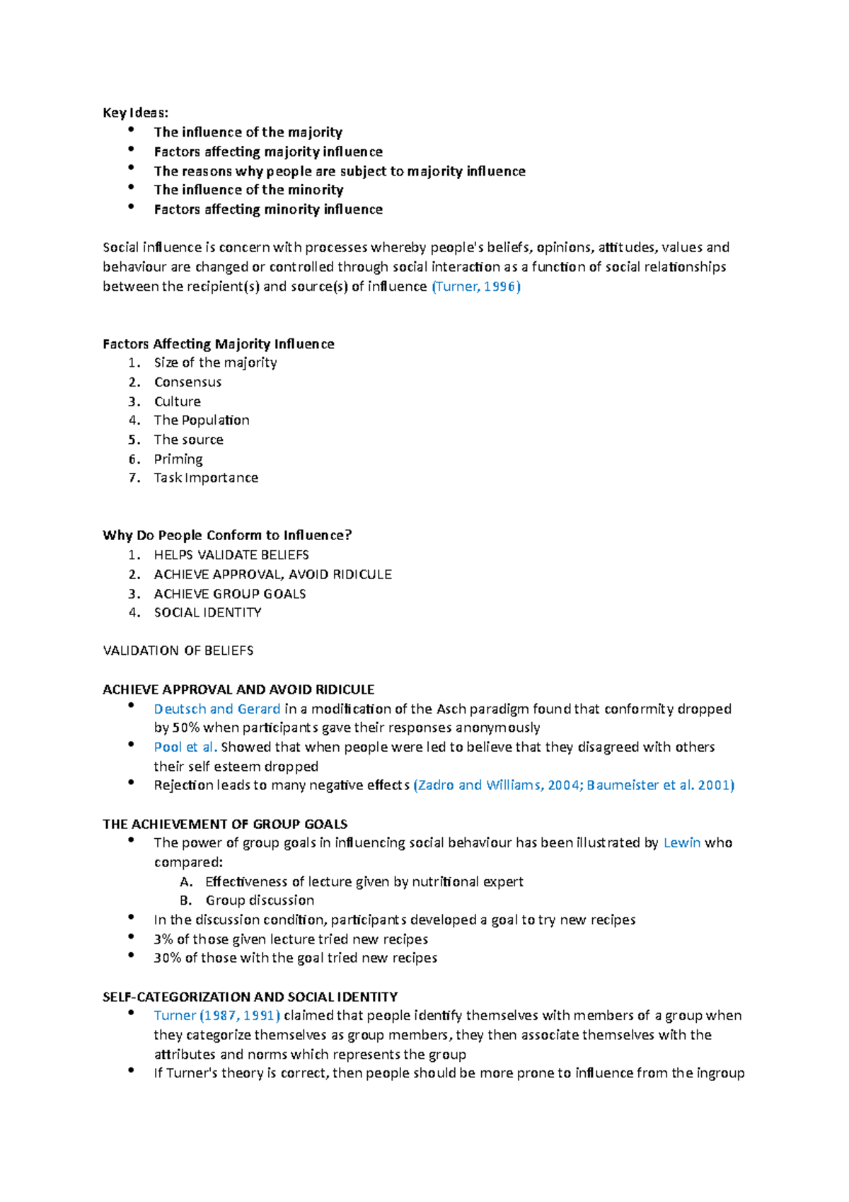 Lecture 3 notes - Key Ideas: The influence of the majority Factors ...