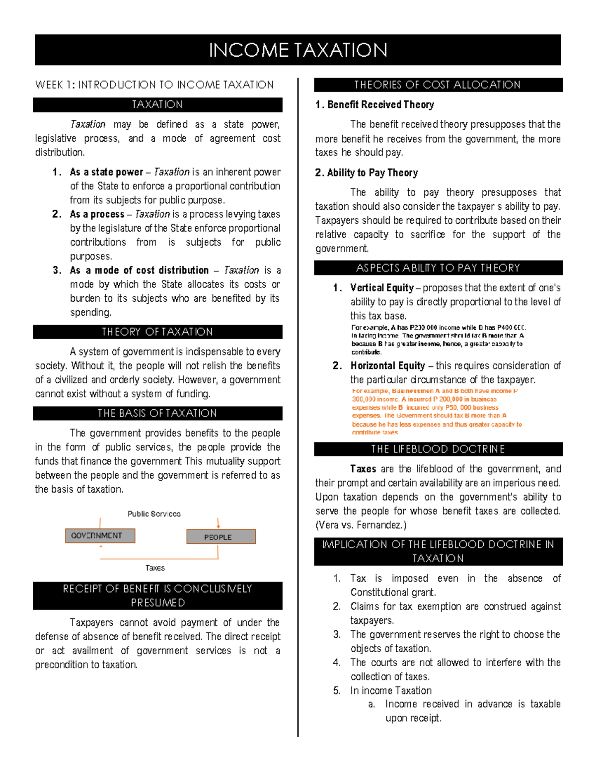Income Taxation Reviewer - WEEK 1: INTRODUCTION TO INCOME TAXATION ...