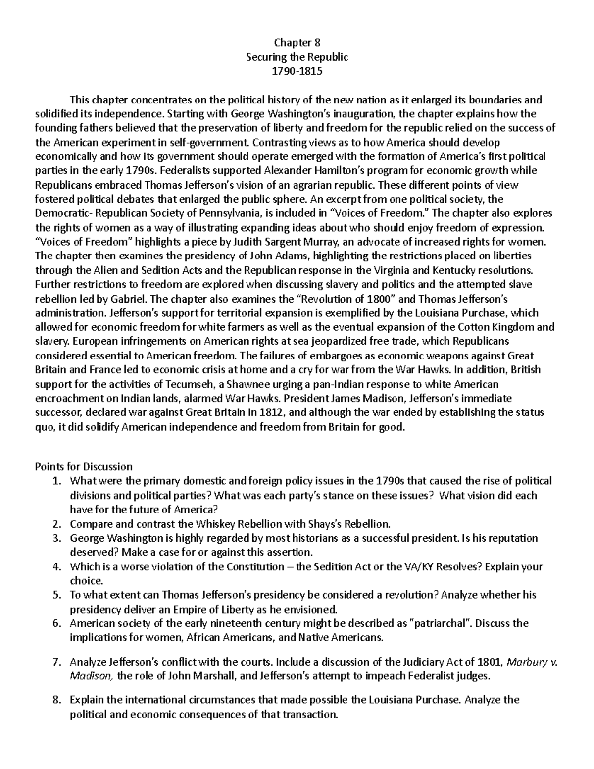 chapter 8 summary - HIST 2620 - UNT - Studocu