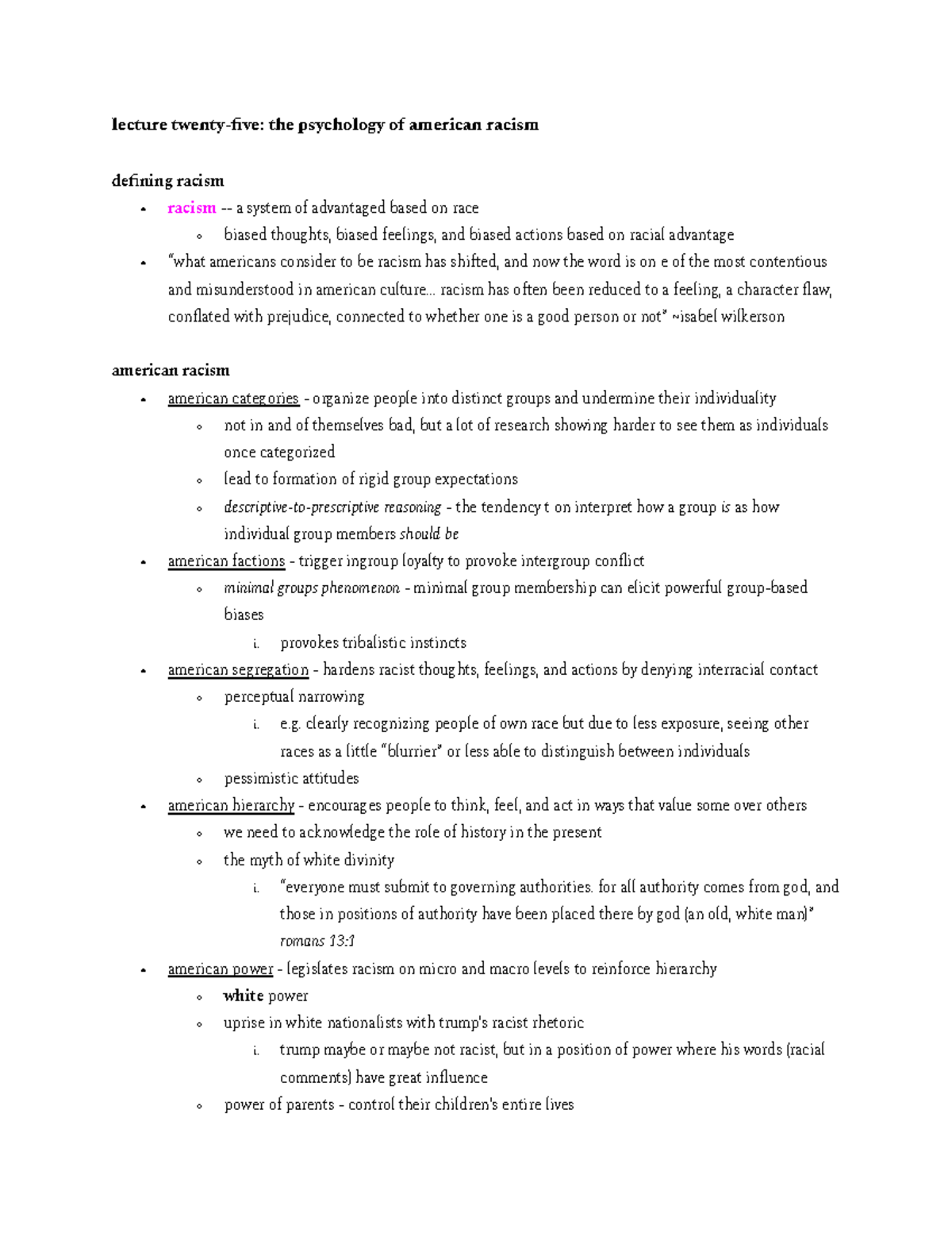 Lecture twenty-five the psychology of american racism - lecture twenty ...