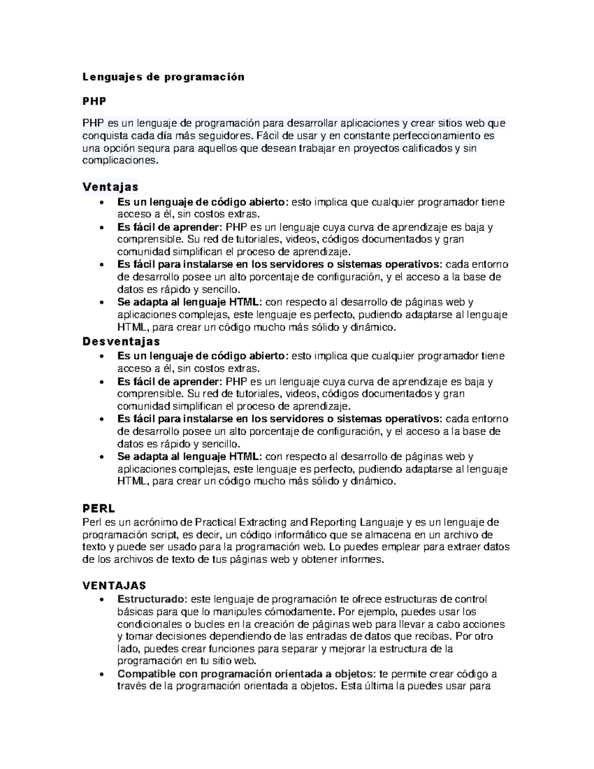 Lenguajes de programación - Lenguajes de programación PHP PHP es un lenguaje de programación ...
