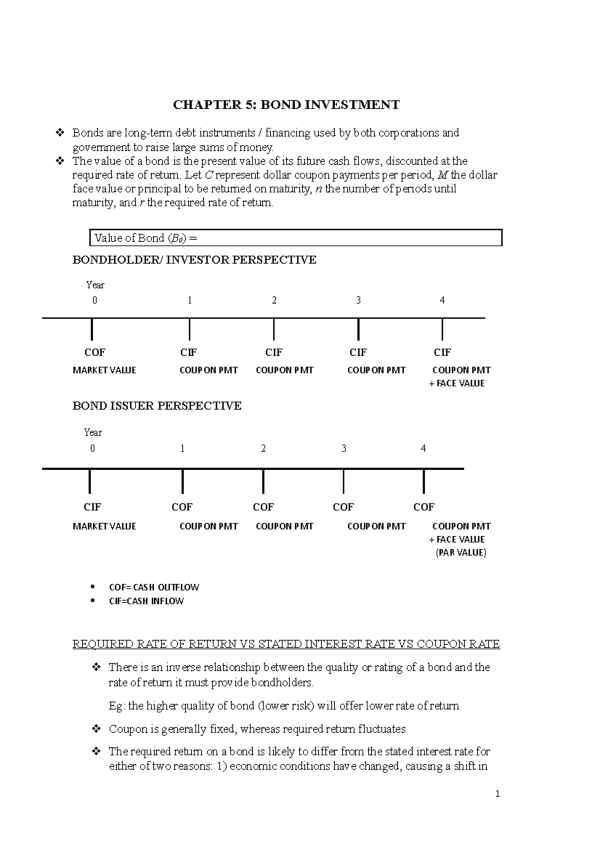 Lecture NOTE BOND Investment WITH Answer - CHAPTER 5: BOND INVESTMENT ...