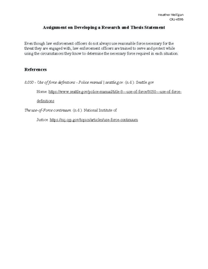 Module 6 Reverse Outline Nelligan - Police Use of Force Reverse Outline ...