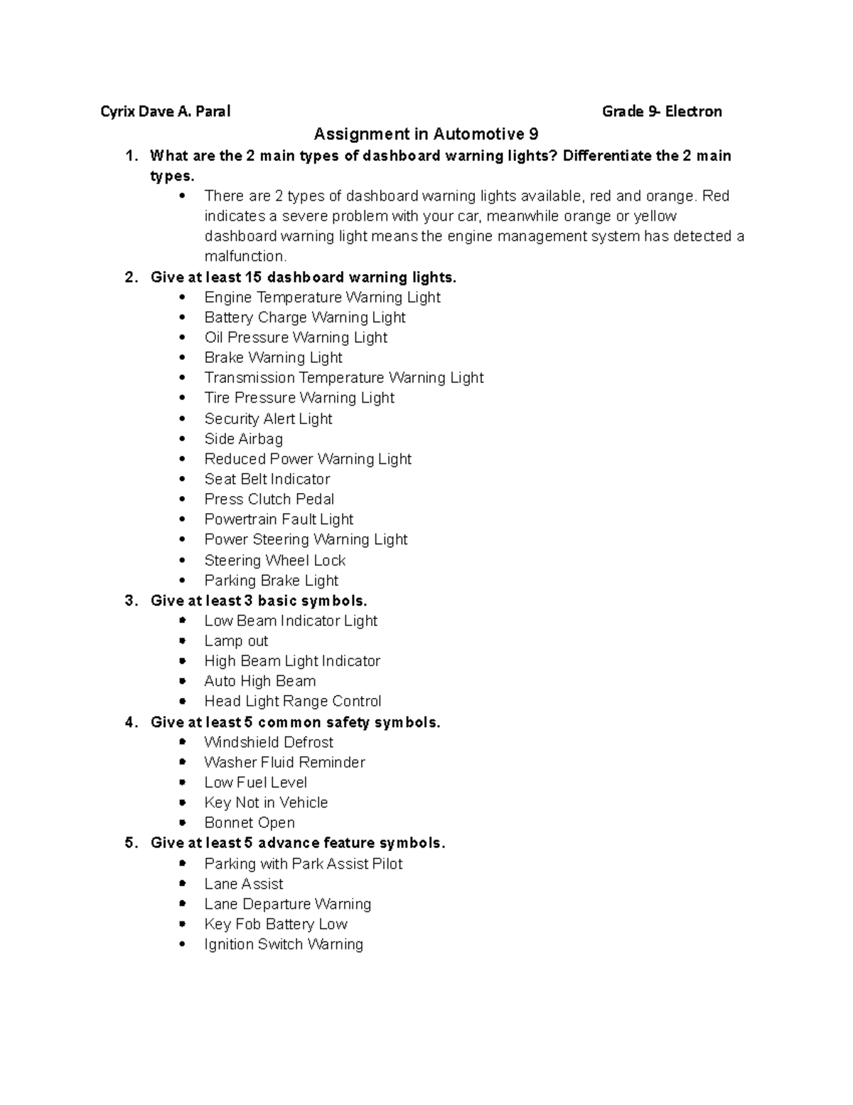 Automotive 9 - It's for engines - Cyrix Dave A. Paral Grade 9- Electron ...