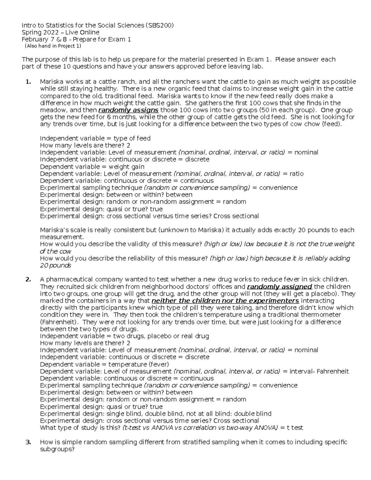 Exam 1 SBS study guide - This was notes that I took before the first ...