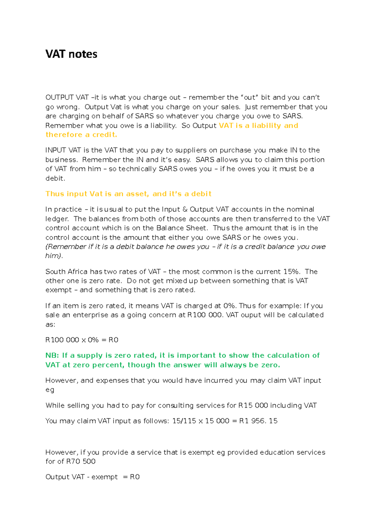 Notes-VAT 2022 - Bank reconciliation practical summary and examples for ...