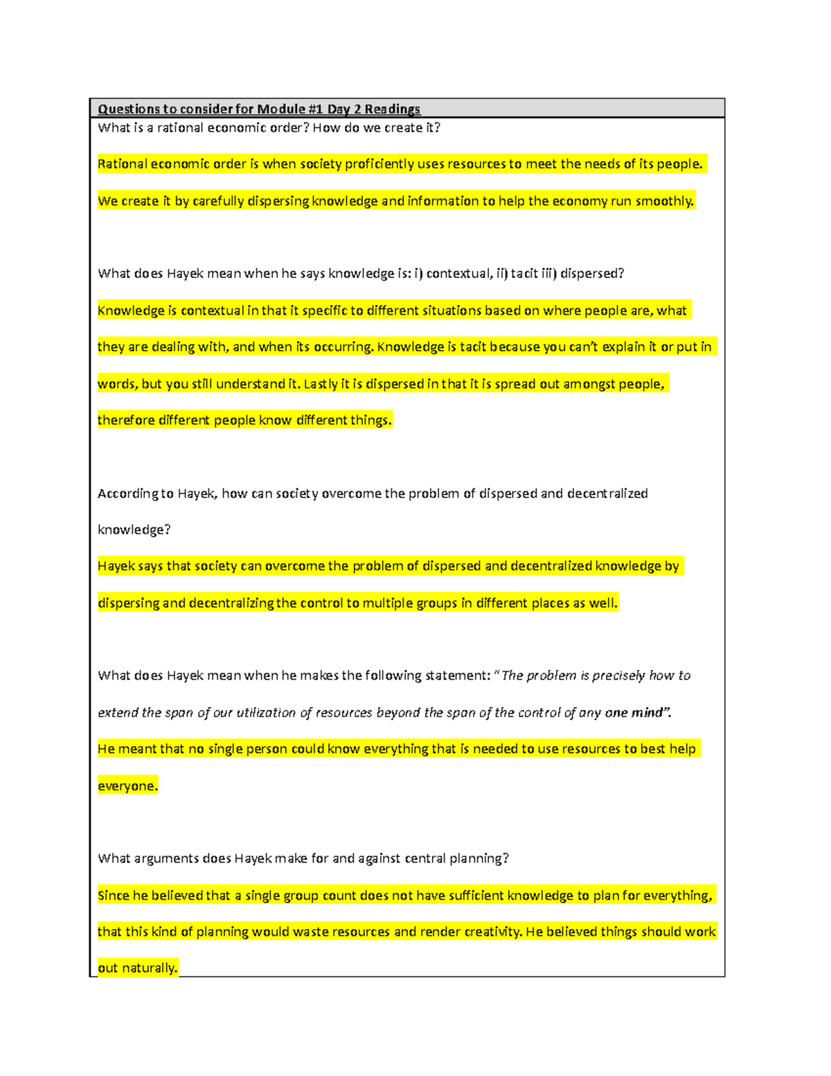 Questions to consider for Mod 1 Day 2-1-1 - We create it by carefully ...