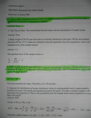 Biostats Test 2 - PHC 6050 - Studocu