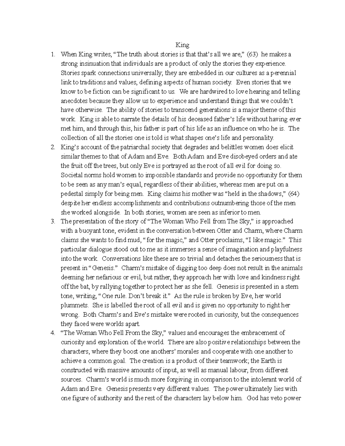 King - King - King When King writes, “The truth about stories is that ...