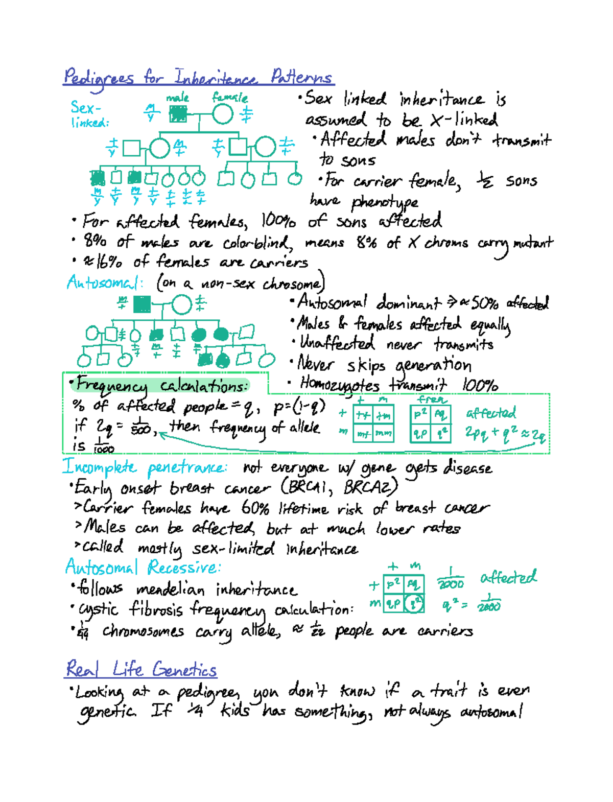 Genetics Part 2 - Reading and interpreting pedigrees, calculating ...