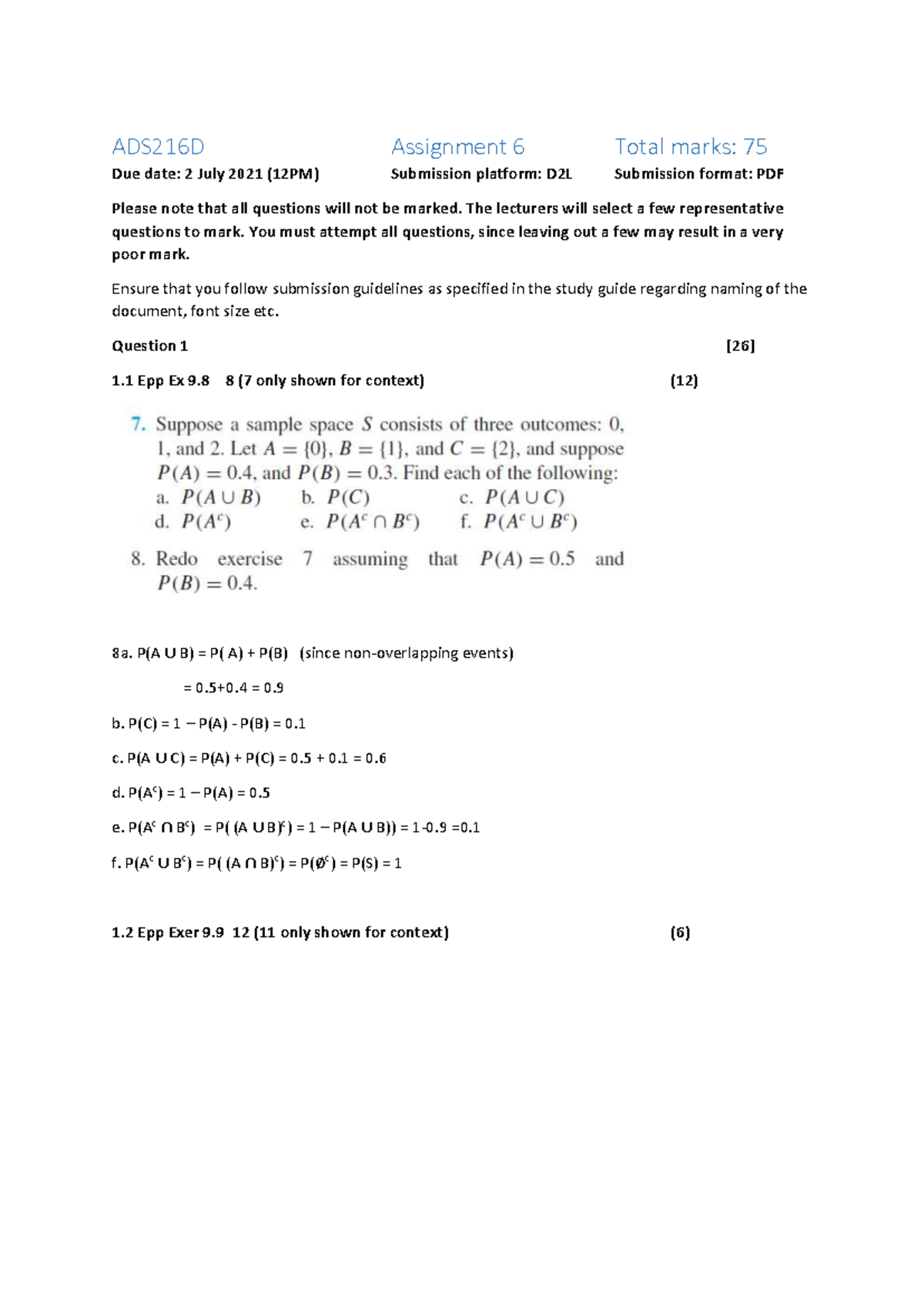 Assignment 6 solution - ADS216D Assignment 6 Total marks: 75 Due date: 2 July 2021 (12PM ...