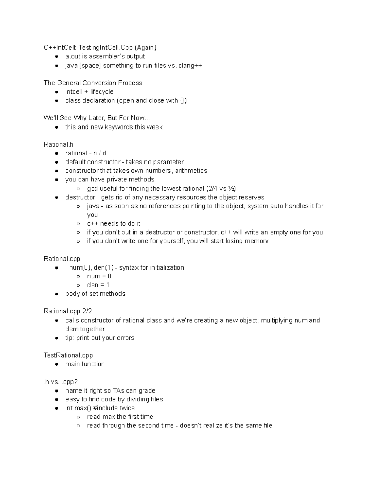W2D2 - CS 2150 as taught by Aaron Bloomfield - C++IntCell ...