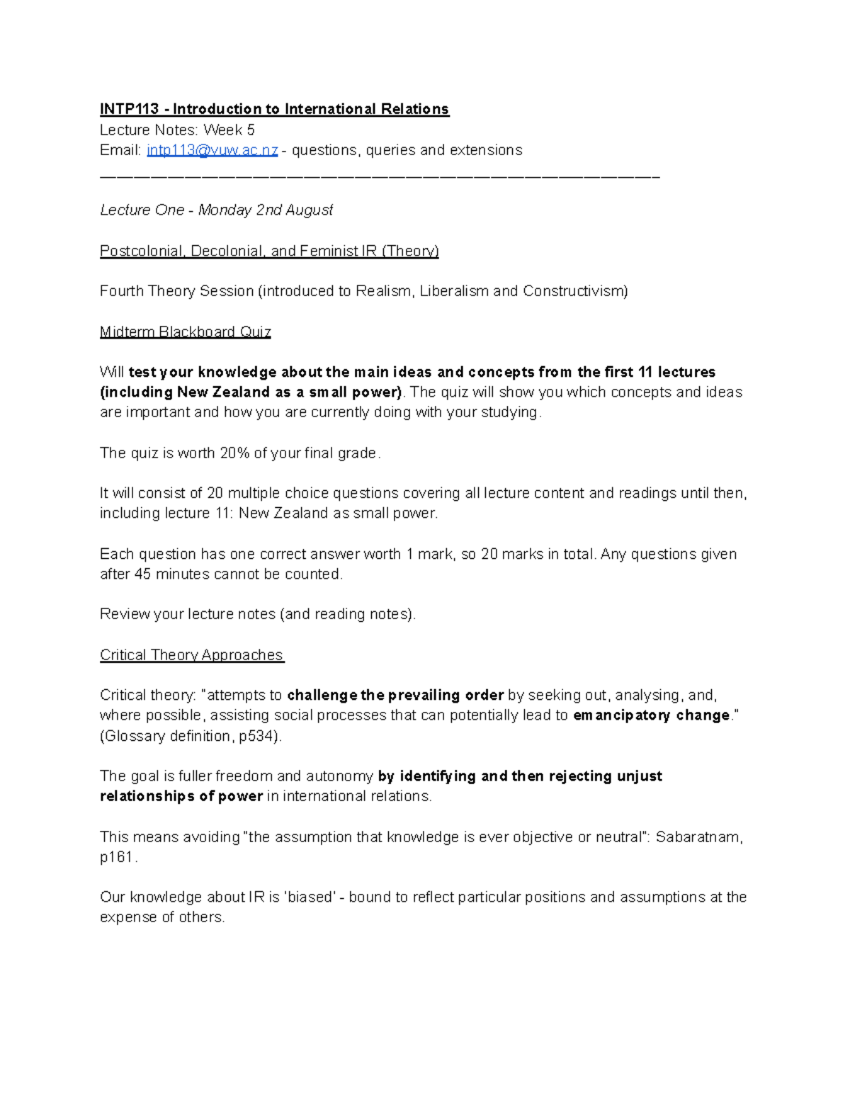 INTP113 - Week 5 Lecture Notes - INTP113 - Introduction to ...