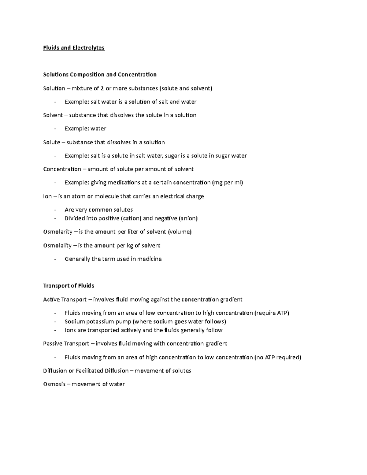 Fluid and Electrolyte Audio Notes - Fluids and Electrolytes Solutions ...