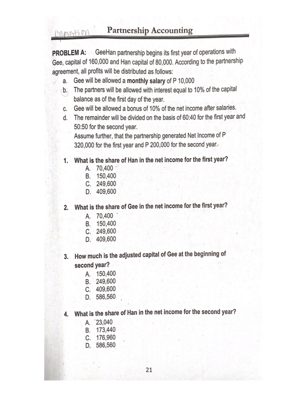 Partnership Operation Sample Problems - Accountancy - Studocu
