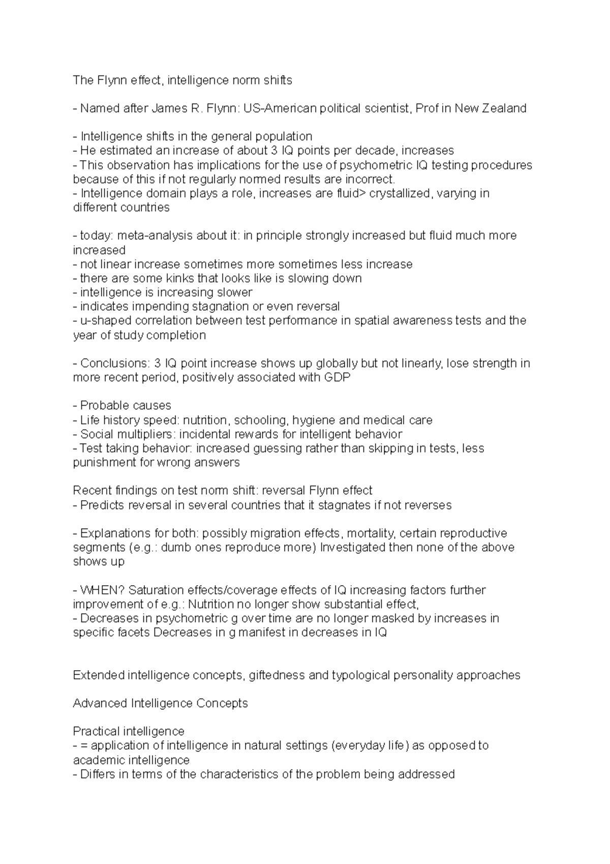 The Flynn effect - General Psychology - The Flynn effect, intelligence ...