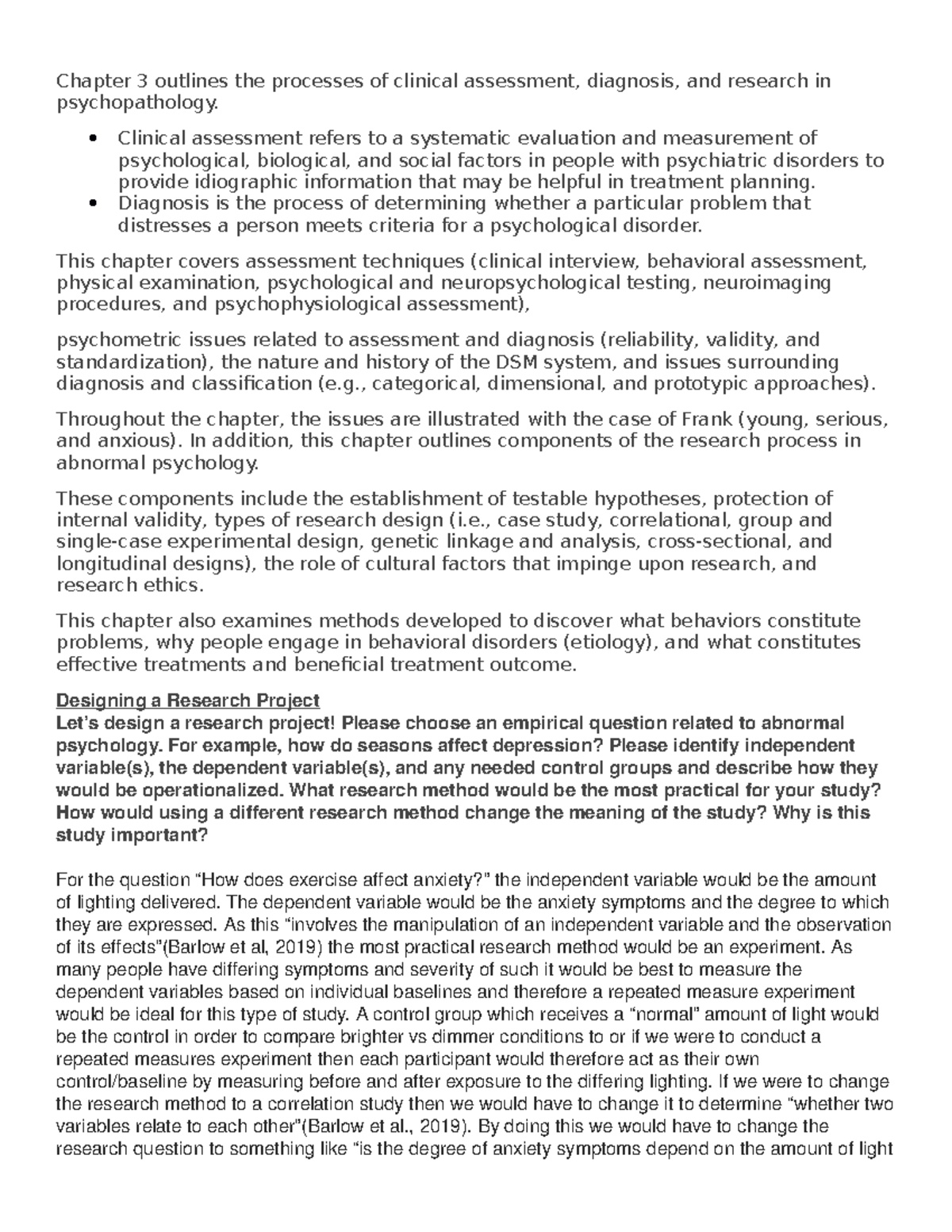 Discussion 3 - Chapter 3 outlines the processes of clinical assessment ...