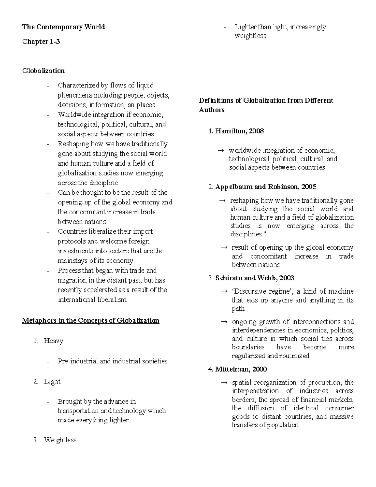 The Contemporary World - The Contemporary World Chapter 1 ...