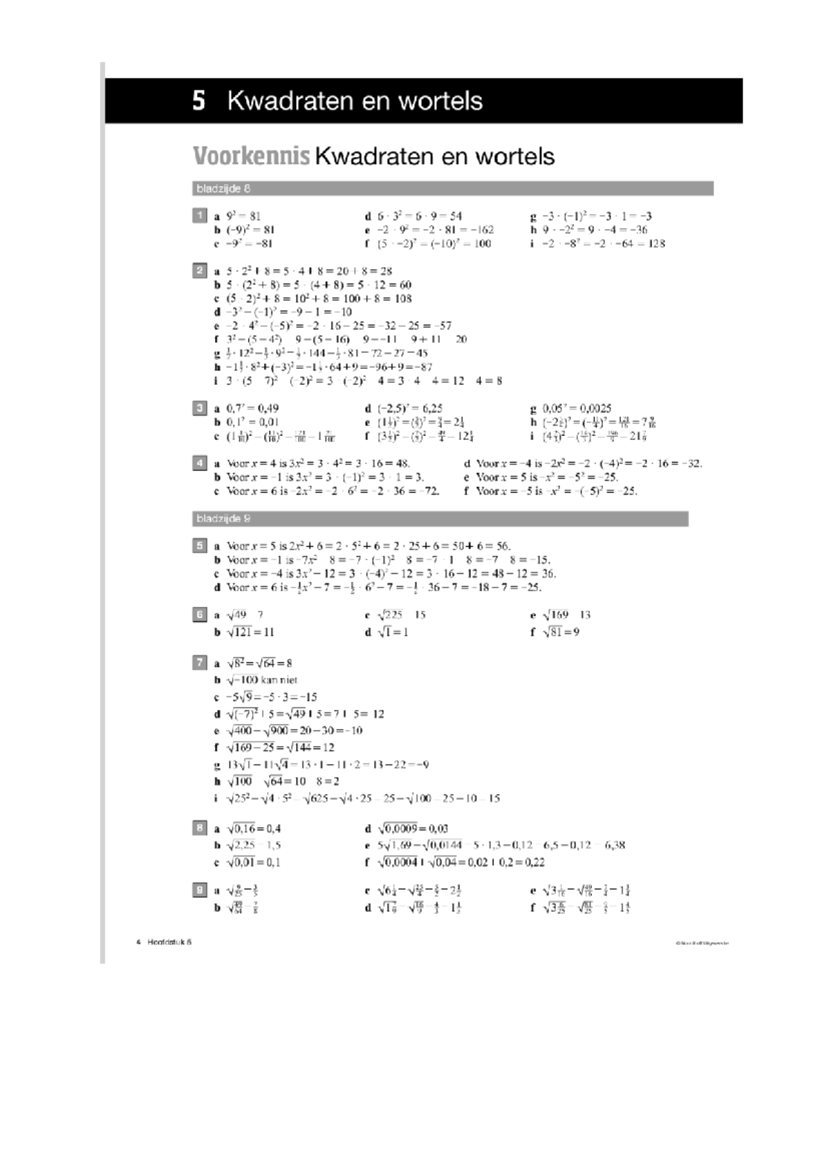 2vwo.H5.Kwadraten en wortels - Wiskunde - Studeersnel
