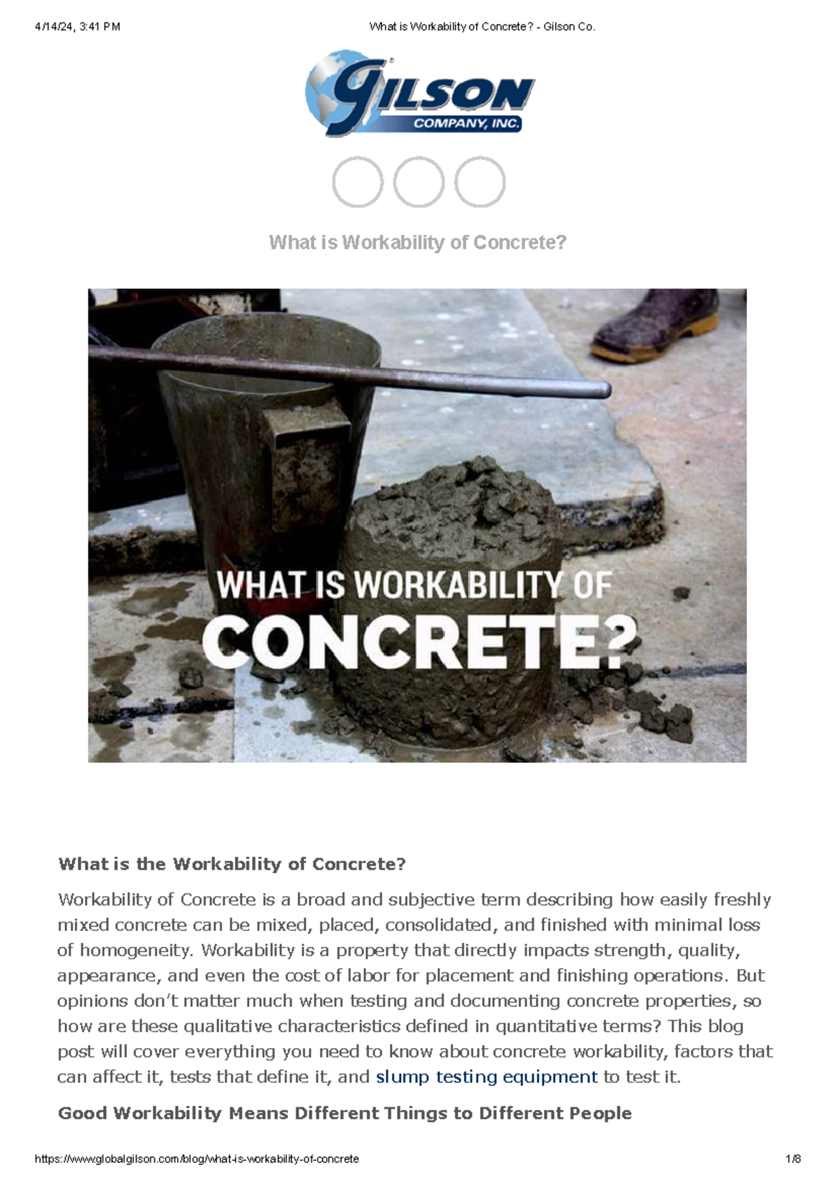 What is Workability of Concrete - Gilson Co - What is the Workability ...