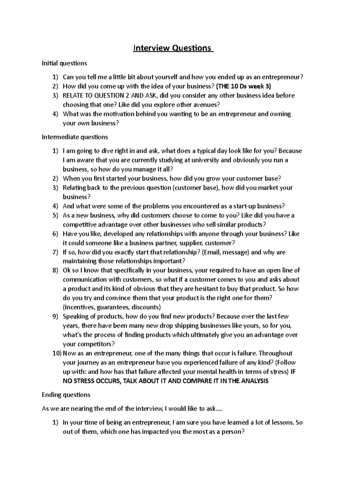 Interview Questions - Interview Questions Initial questions Can you ...