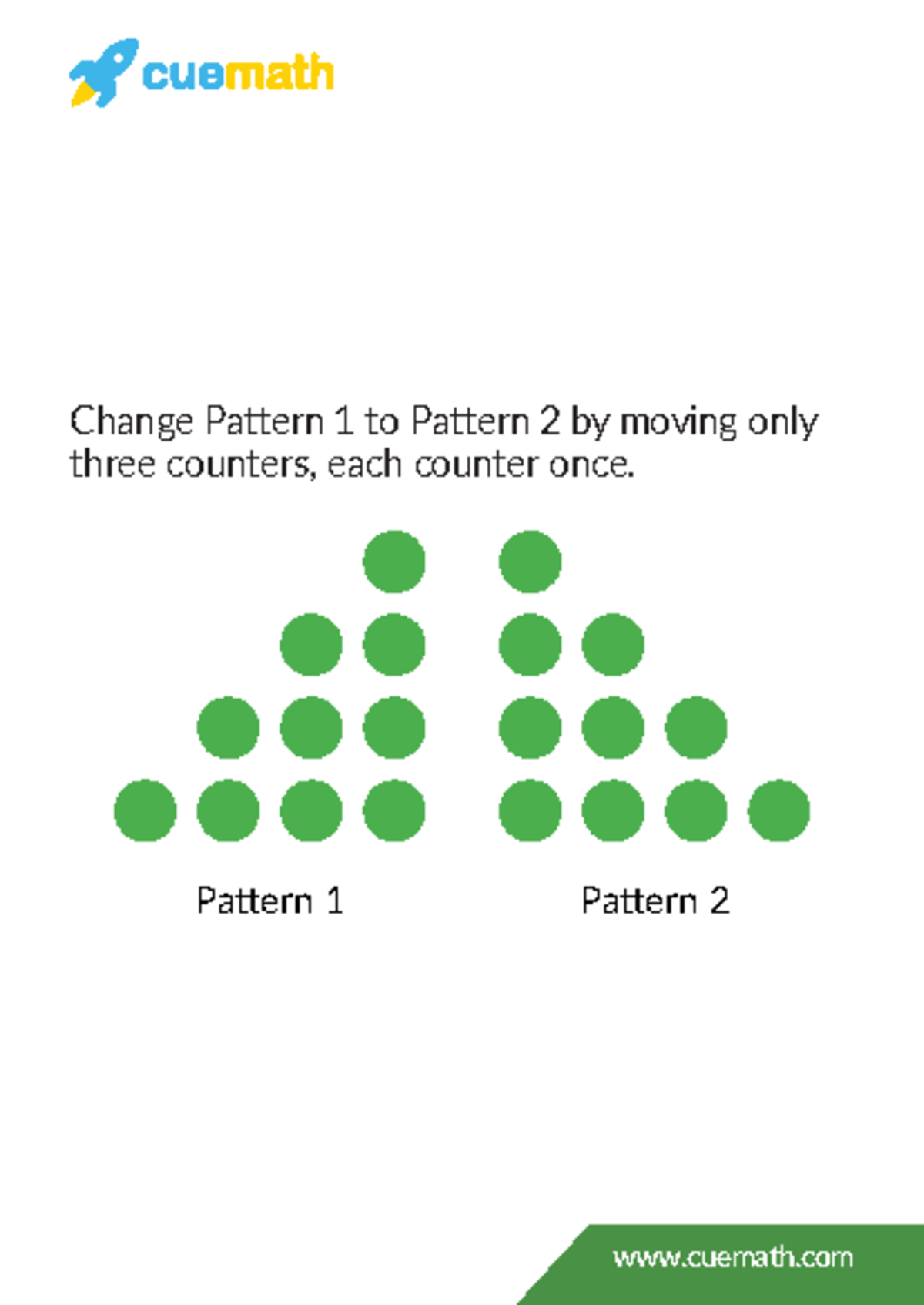 Puzzle cards G 3 to 5 - notes - Change Pattern 1 to Pattern 2 by moving ...