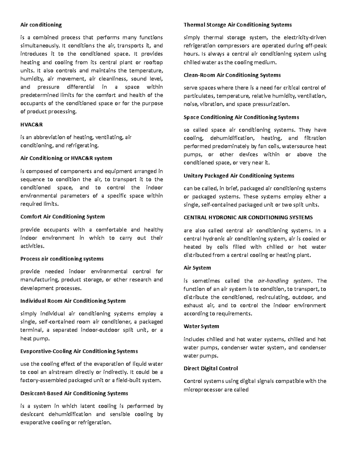 Air conditioning - Notes reviewer - Air conditioning is a combined ...