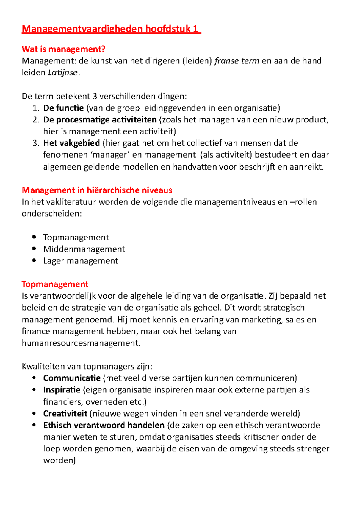 Managementvaardigheden - De term betekent 3 verschillenden dingen: 1 ...