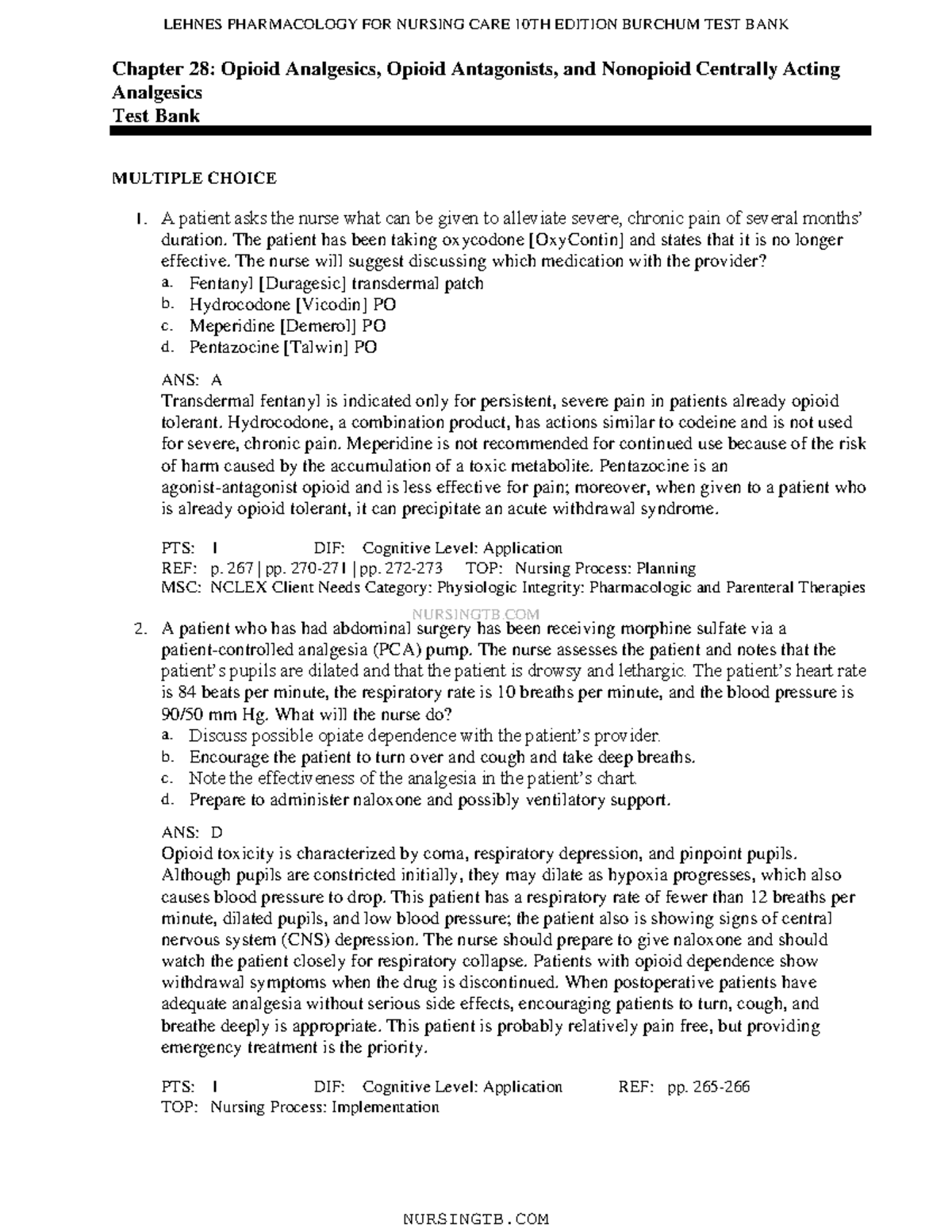 C28 - Pharmacology for Nursing Care 10e - TB - NURSINGTB Chapter 28 ...