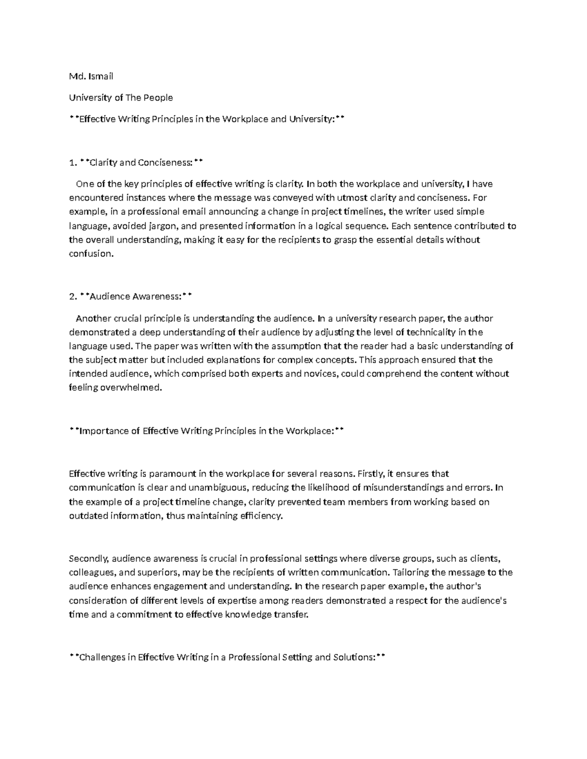 Eng j-a2 - English assignment - Md. Ismail University of The People ...