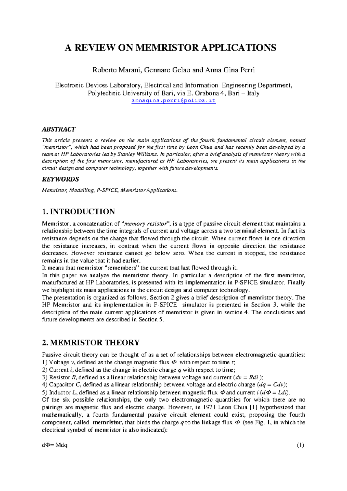 A review on memristor applications - A REVIEW ON MEMRISTOR APPLICATIONS ...