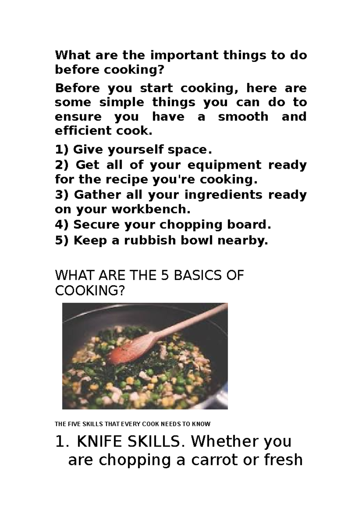 WHAT TO DO Before Cooking - What are the important things to do before ...