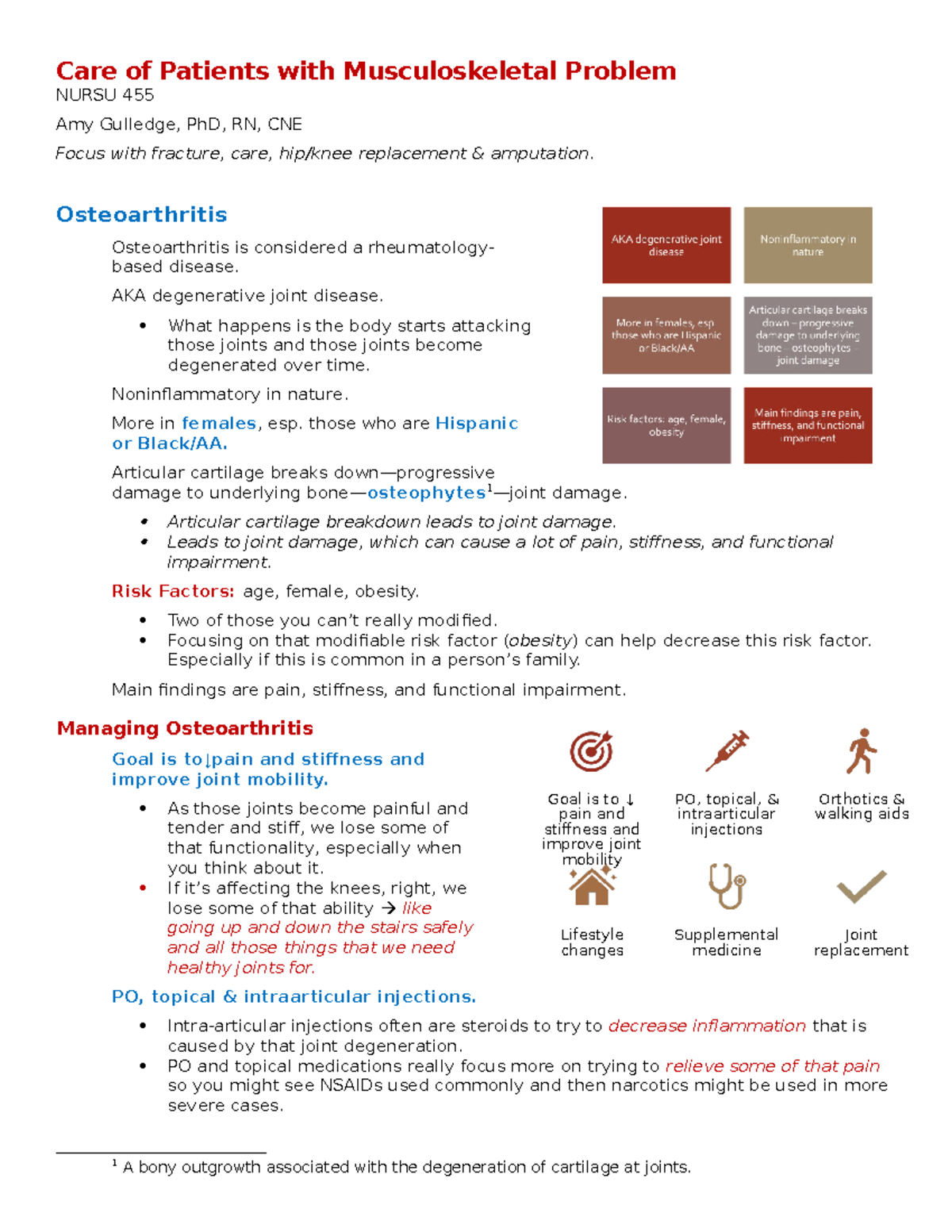 Quiz 2 Notes - Care of Patients with Musculoskeletal Problem NURSU 455 ...