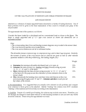 MEM230 Week 10 Assignments - Assignment 1 4 – Chapter 7 – Part I Question # 1 For the given ...